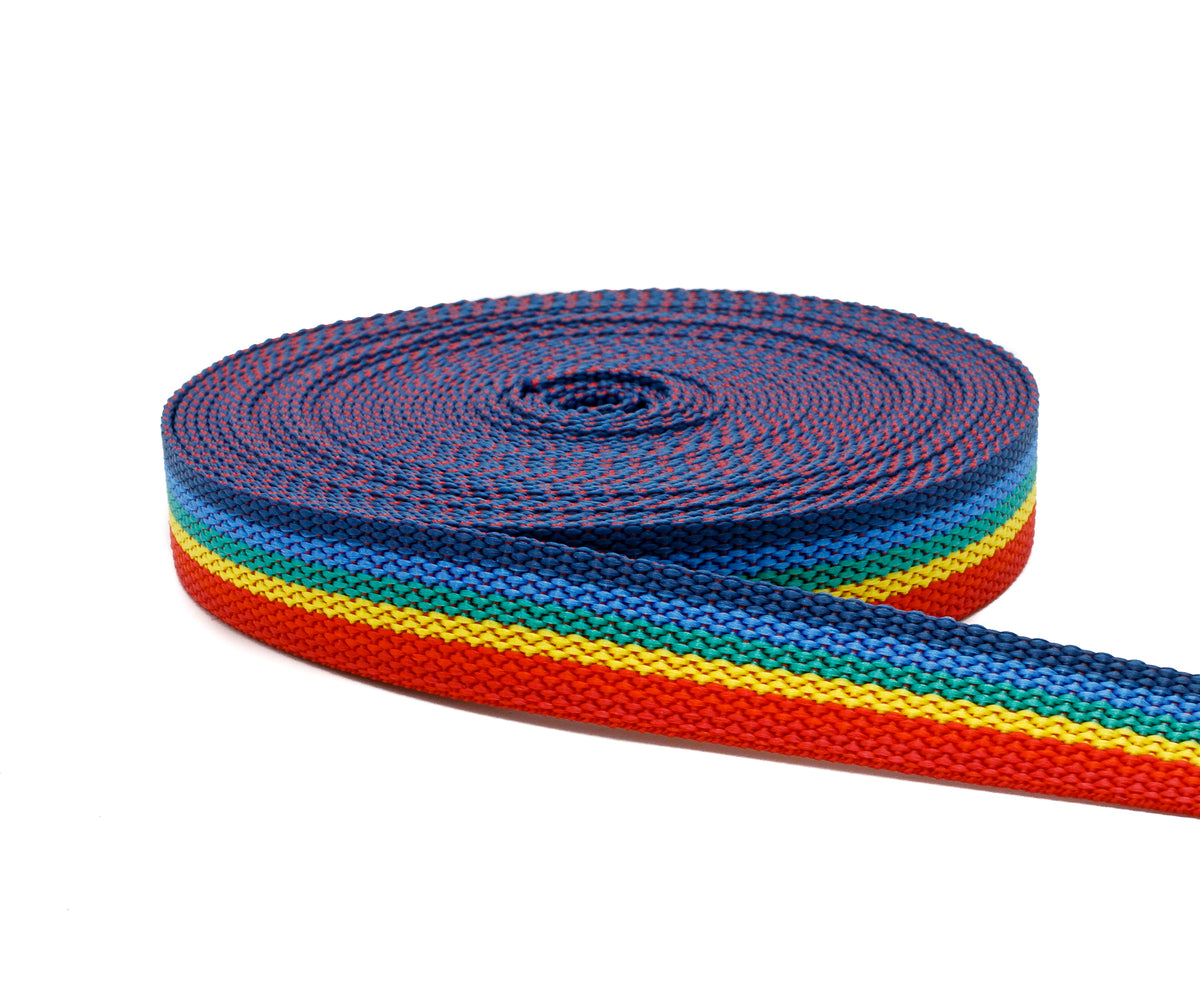 3/4 Inch Rainbow Polypropylene Webbing - 3/4" Heavy Weight Polypro Str ...